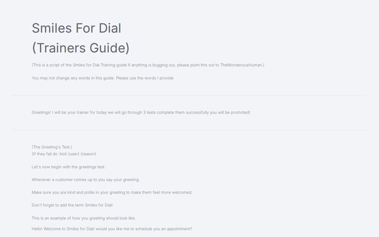 Smiles For Dial Training guide.